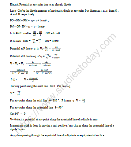 CBSE Class 12 Physics Electrostatic Potential And Capacitance Worksheet ...
